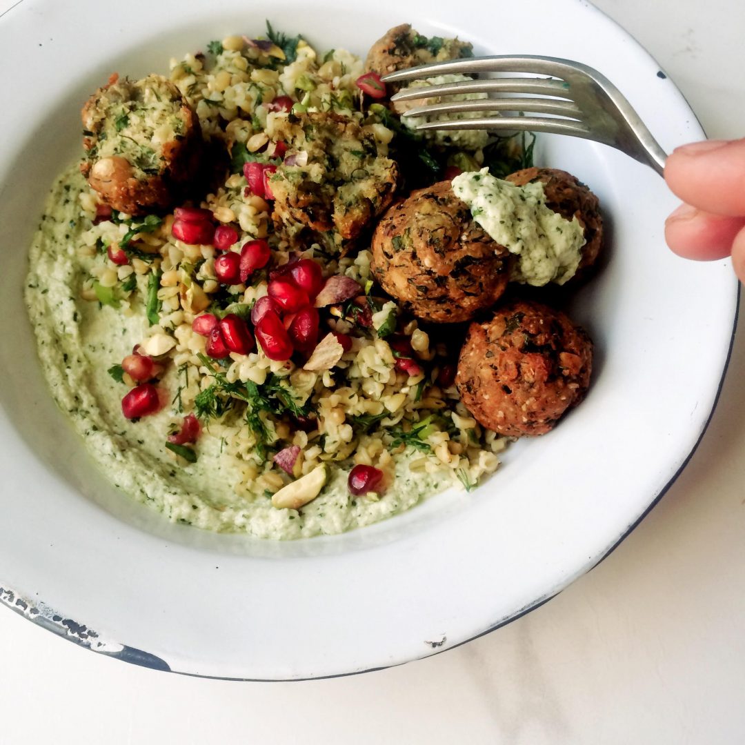 A Pass the Salt recipe: Green falafels with freekeh tabouleh salad and ...