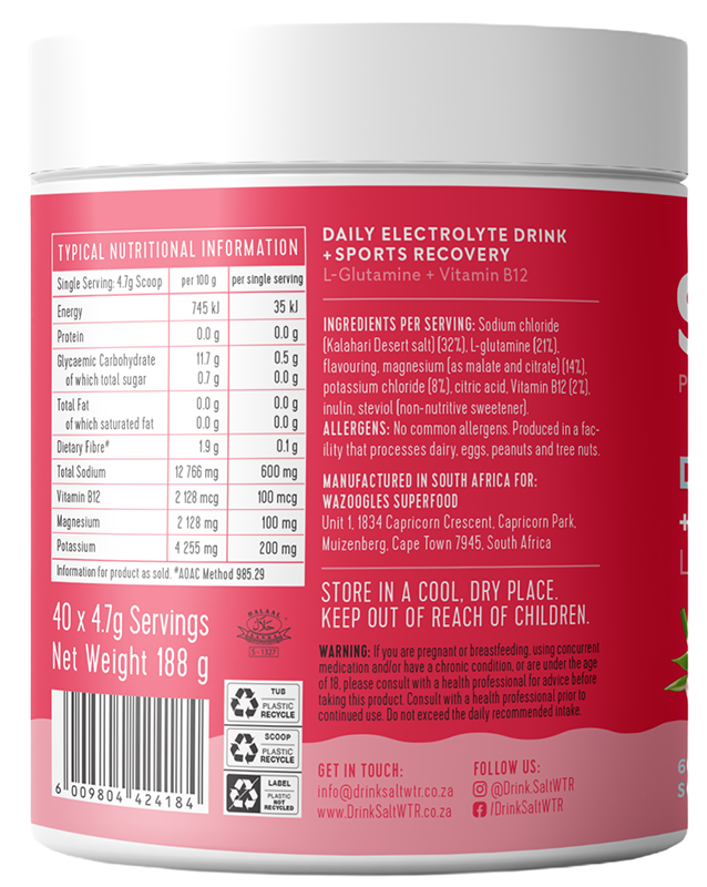 Buy SaltWTR Raspberry Salt Electrolytes - Sports Recovery Hydration ...